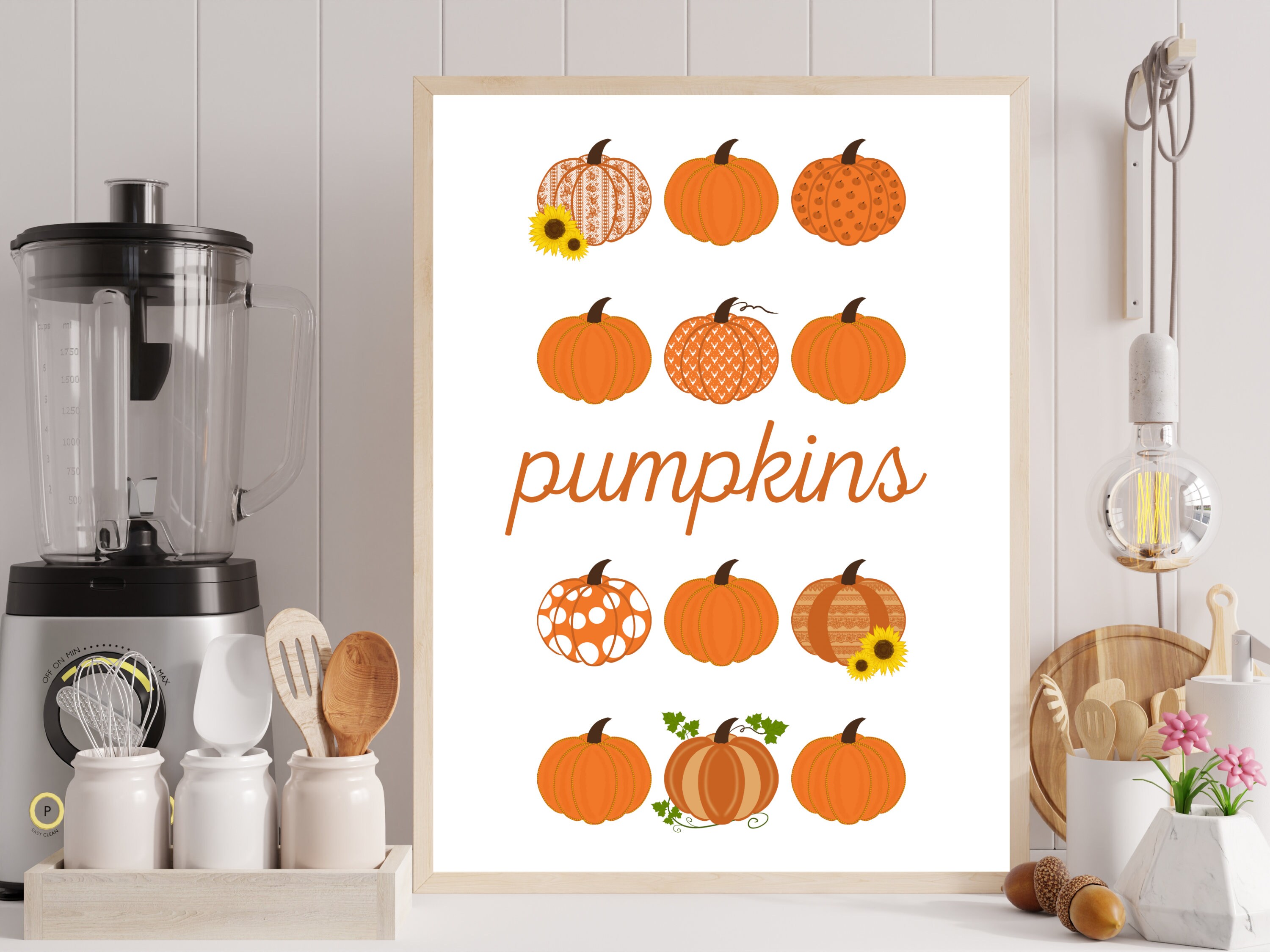 Set of 3 Pumpkin Printable, Halloween Decor, Autumn Wall Art, Fall Wall ...