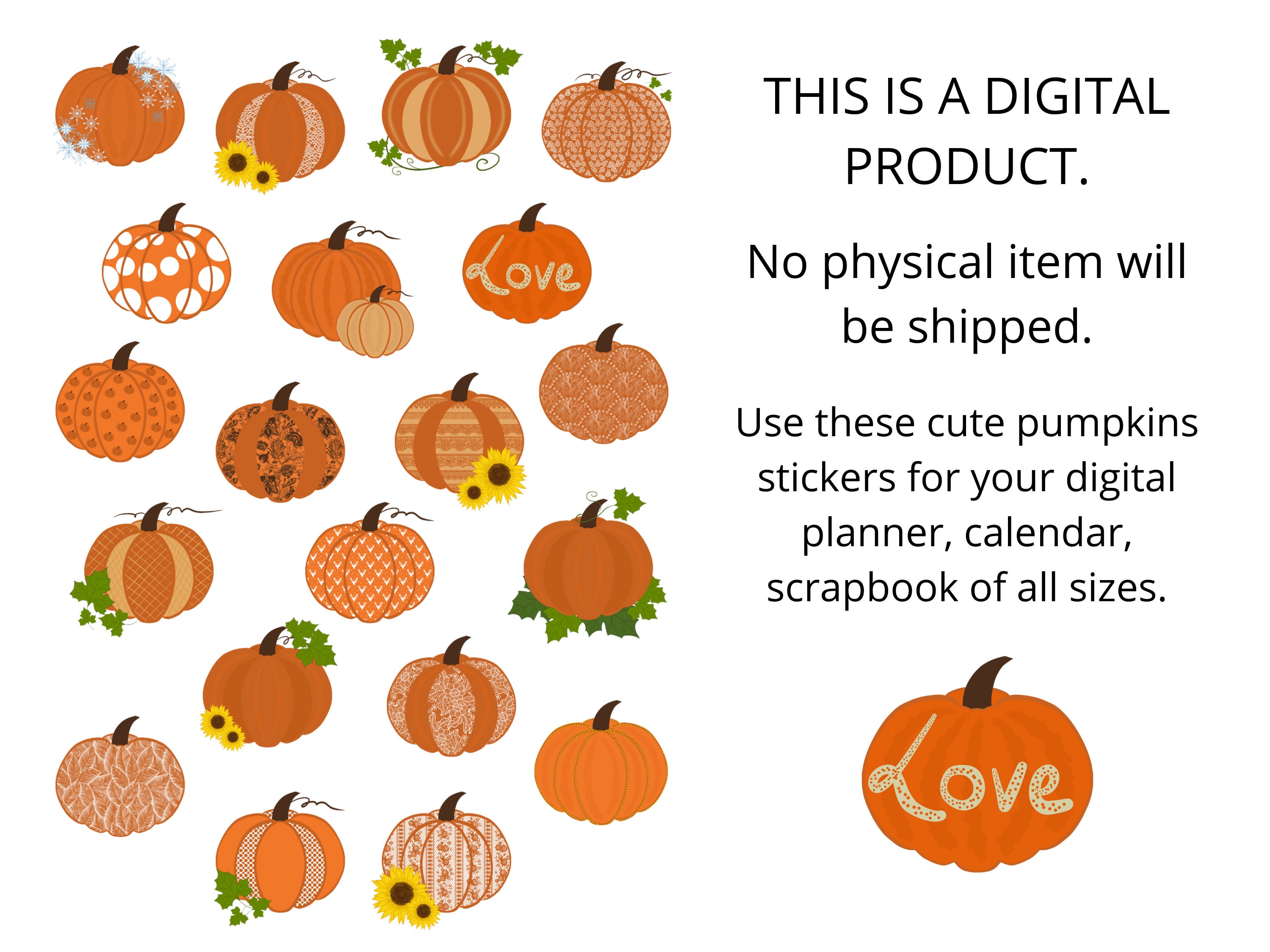 Pumpkins Digital Download and Printable Stickers. Perfect for - Etsy
