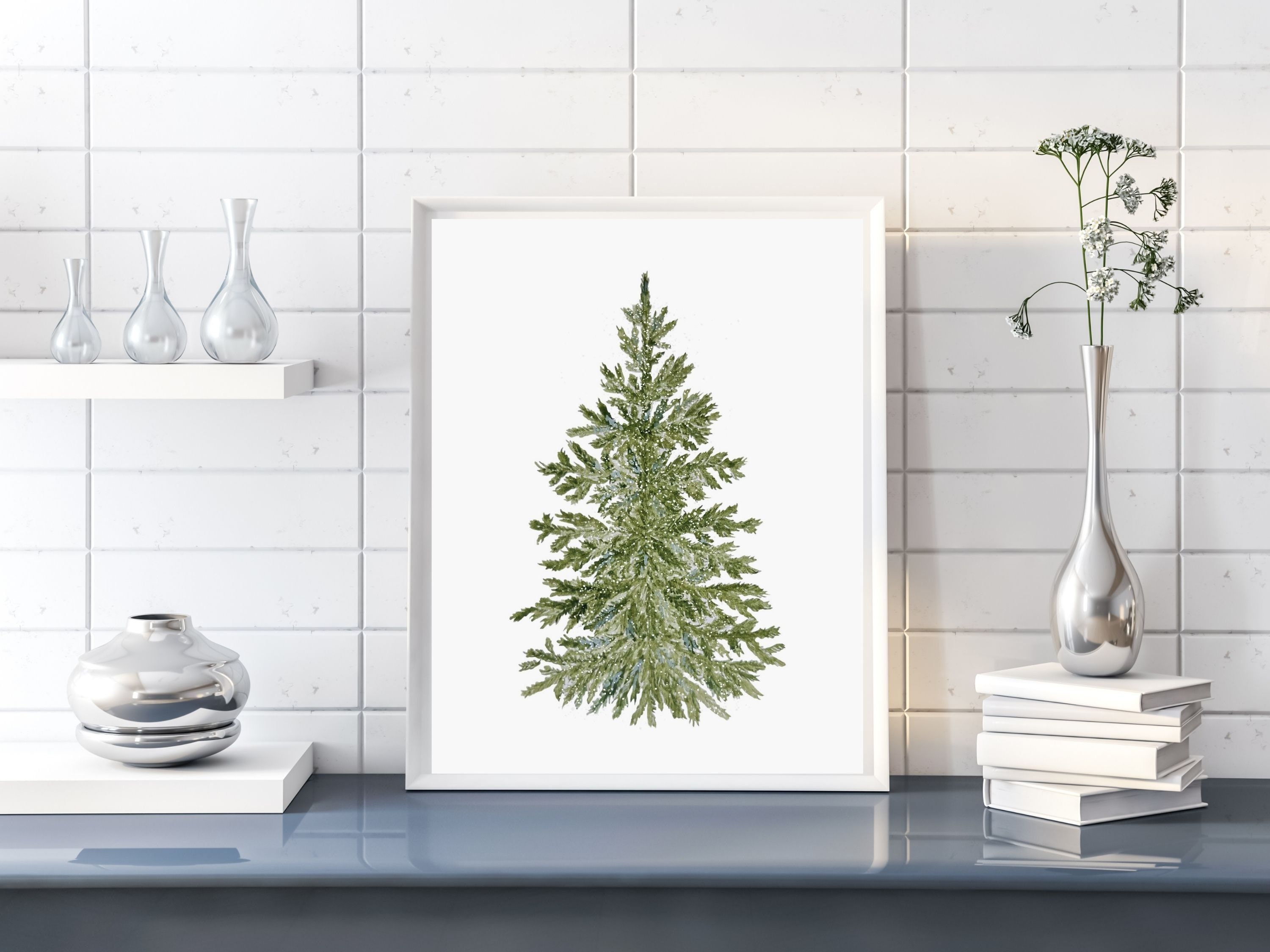Christmas Winter Tree Print, Snowy Tree, Digital Download, PDF ...