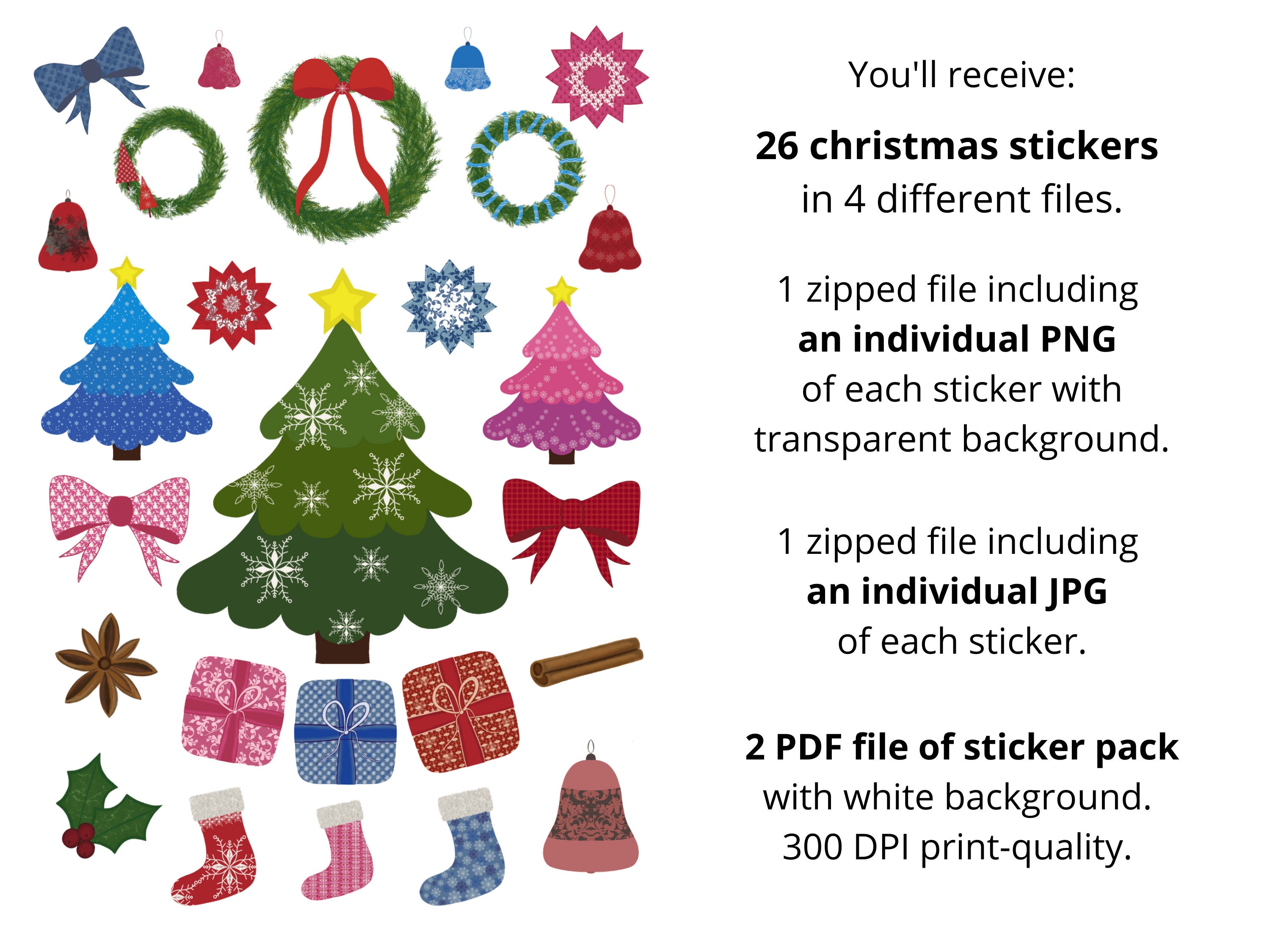 Christmas Stickers Sheet Printable, Digital Planner Stickers, Digital ...