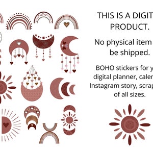 Boho Printable Digital Download Stickers Sheet, PNG, PDF,JPG - Etsy