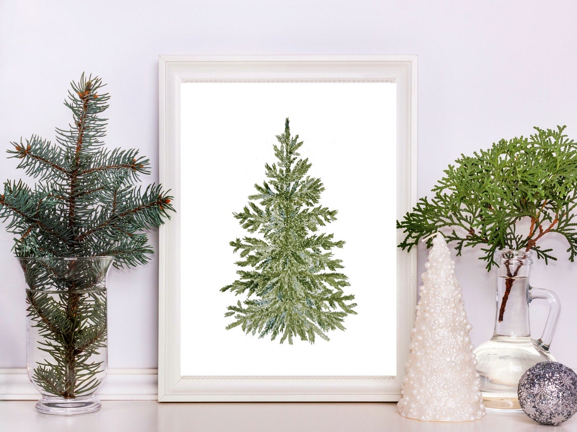 Christmas Winter Tree Print, Snowy Tree, Digital Download, PDF ...