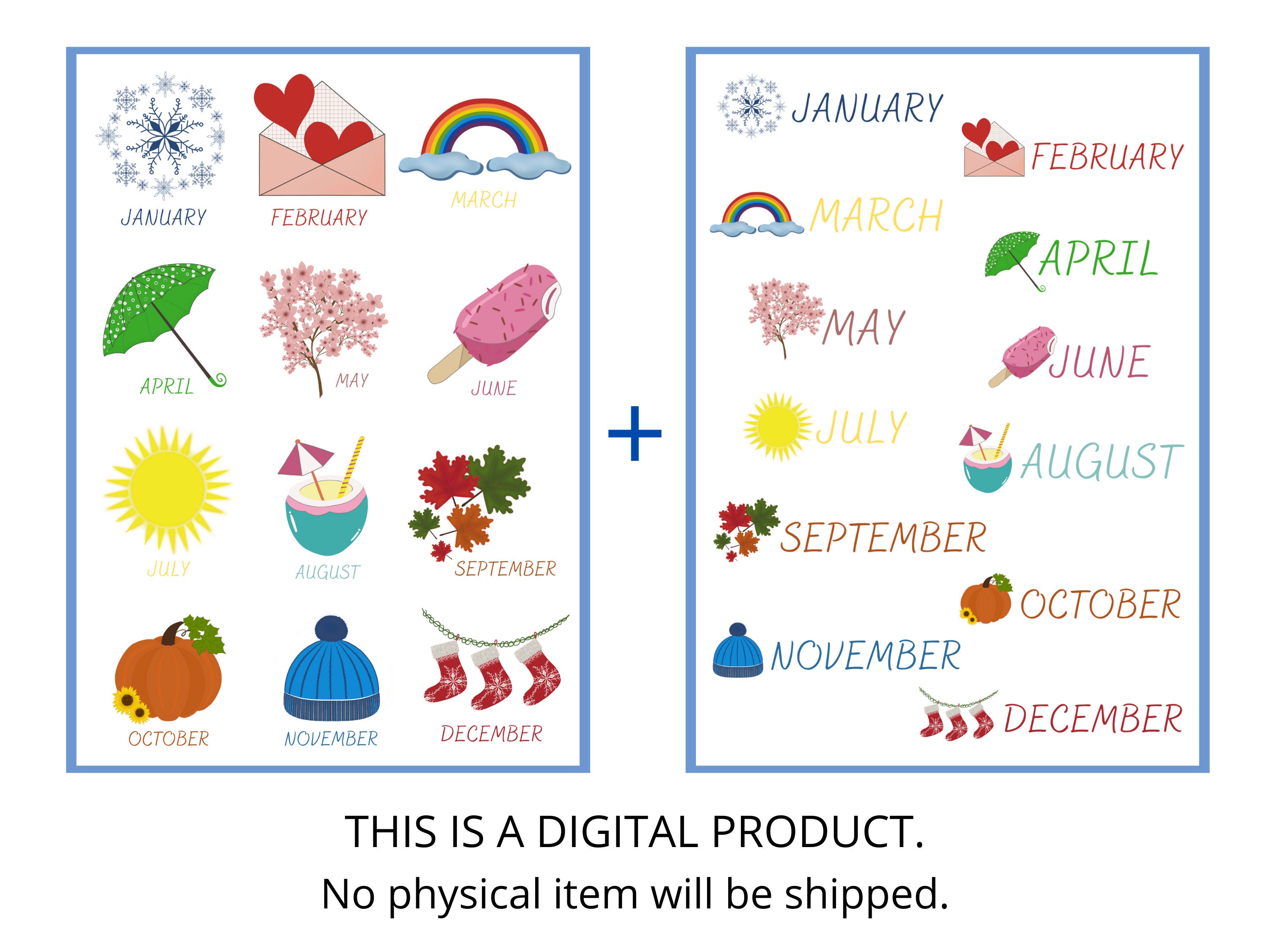 Month Stickers for Planner, Seasonal Calendar Month Names, Calendar ...