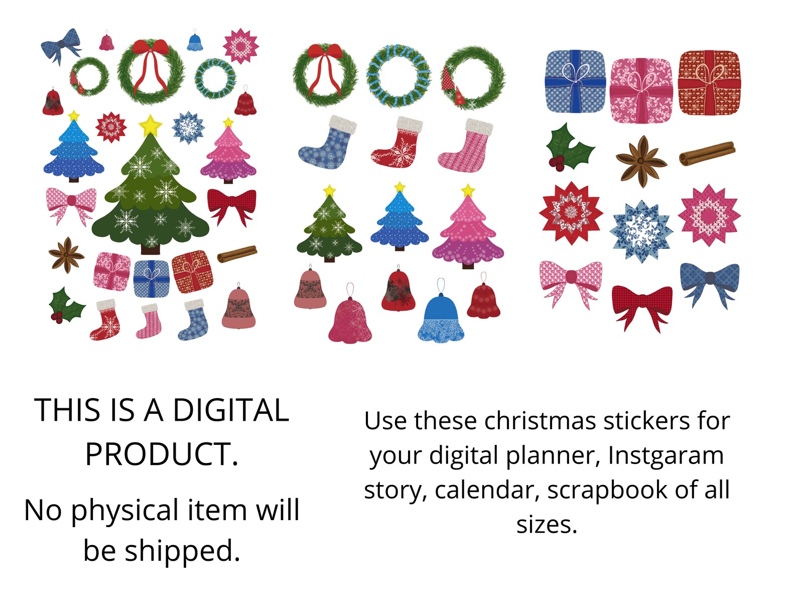 Christmas Stickers Sheet Printable, Digital Planner Stickers, Digital ...