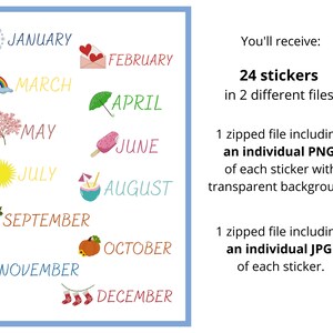 Month Stickers for Planner, Seasonal Calendar Month Names, Calendar ...