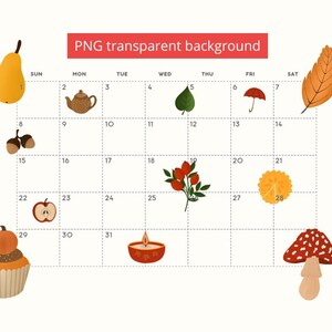 October Autumn Digital Stickers Sheet, Fall Printable Stickers ...