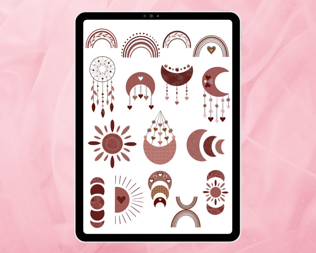 Boho Printable Digital Download Stickers Sheet, PNG, PDF,JPG - Etsy