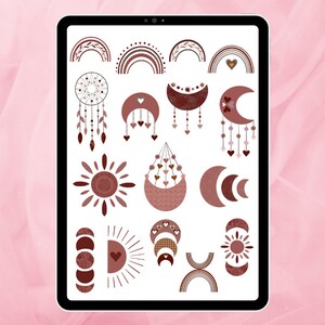 Boho Printable Digital Download Stickers Sheet, PNG, PDF,JPG - Etsy