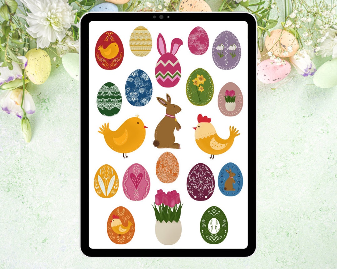 Easter Digital Download Stickers Sheet, Printable PDF, PNG, JPG - Etsy