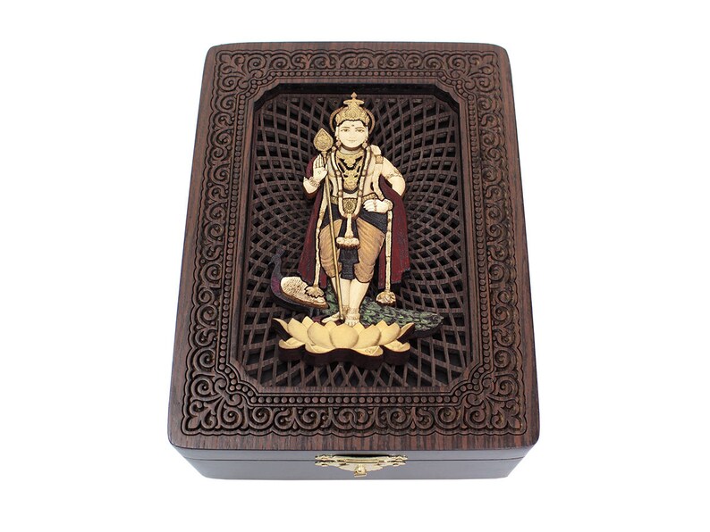 Lord Murugan Murugan Swamy Wood Marquetry Inlaid Keepsake Wooden Box ...