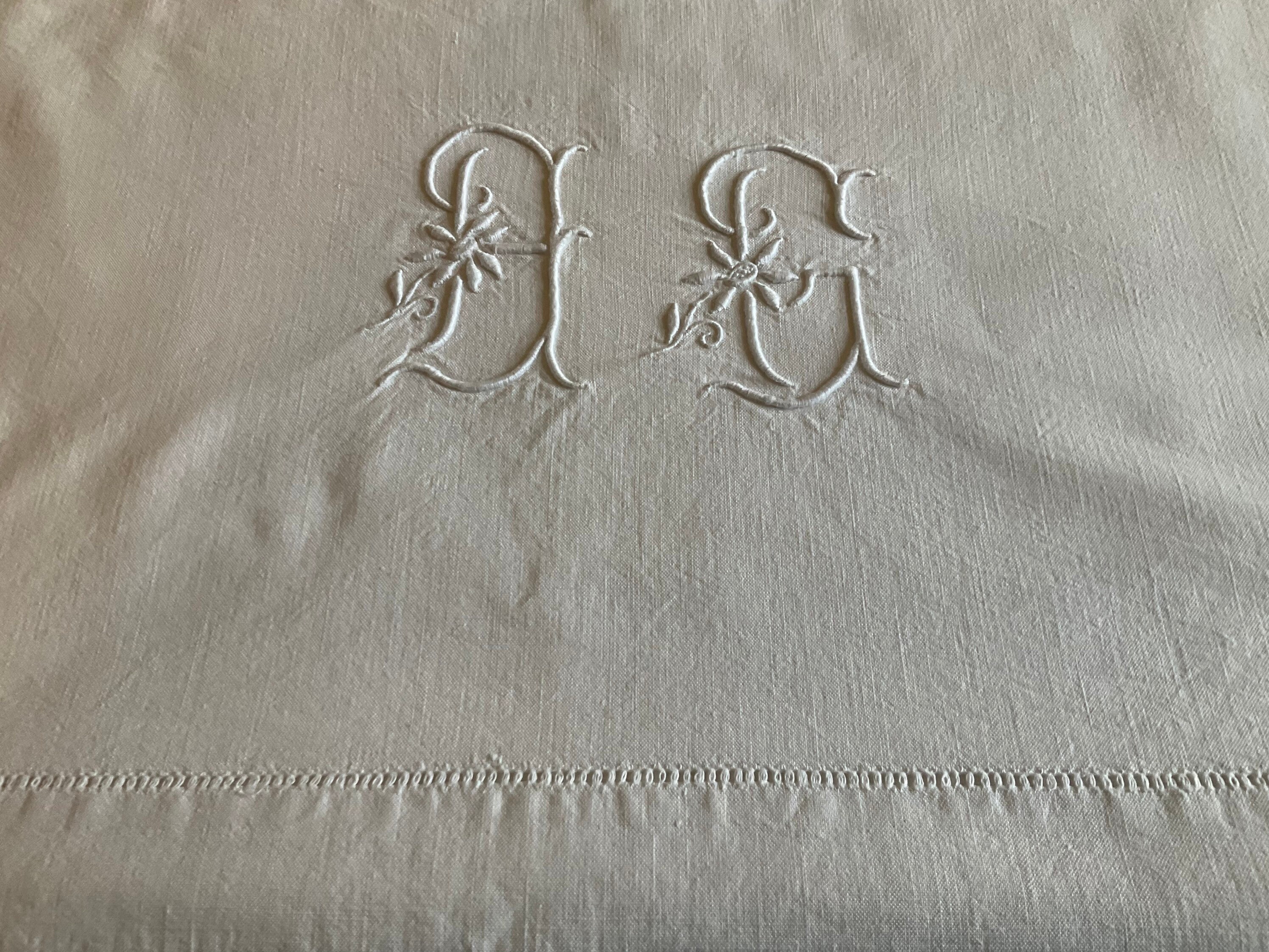 Vintage French Linen Large Monogrammed Dowry Sheet - Etsy