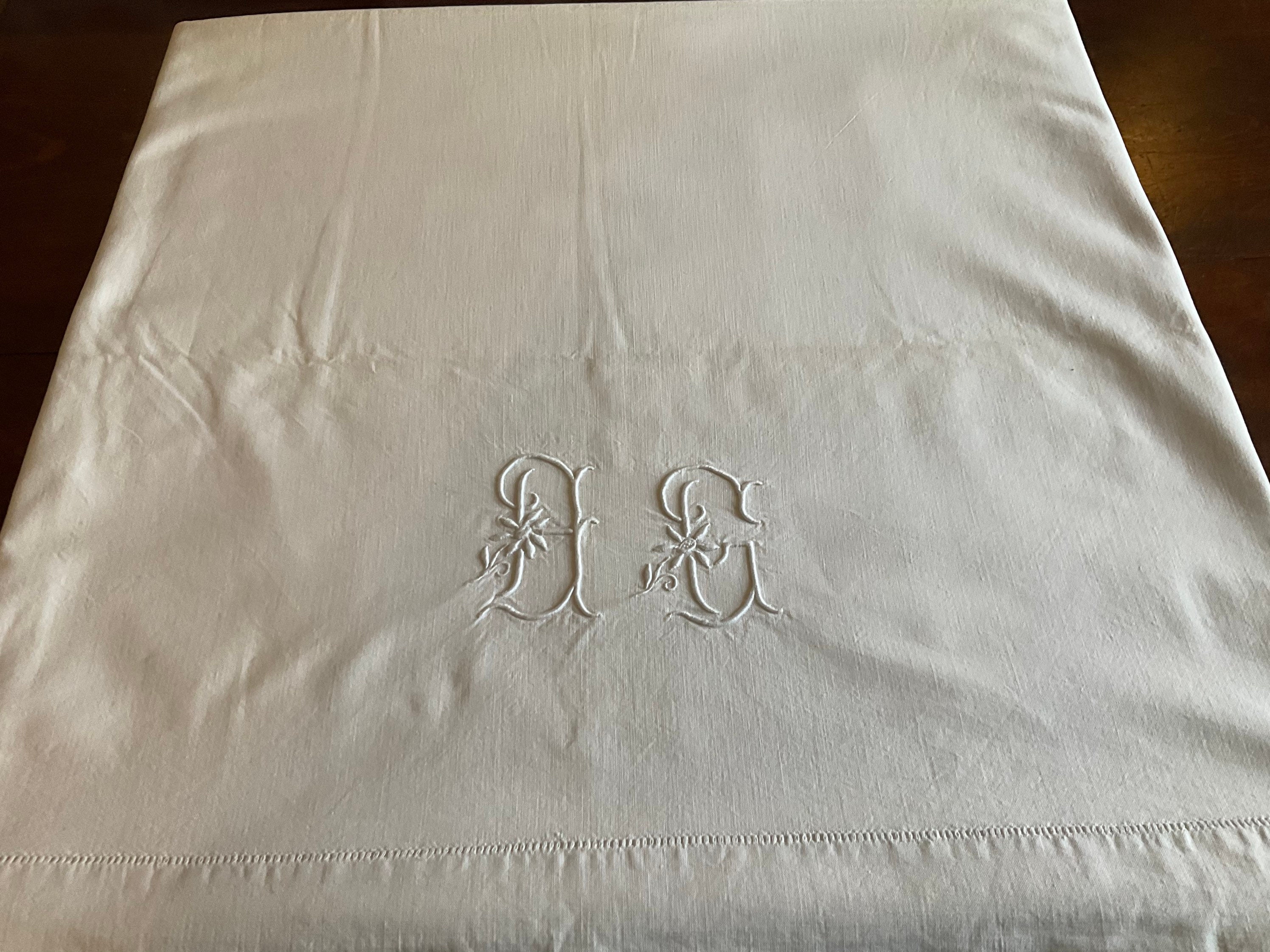 Vintage French Linen Large Monogrammed Dowry Sheet - Etsy