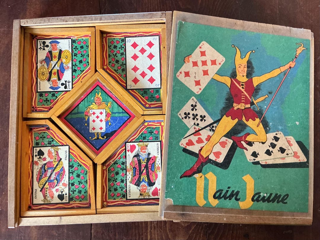 Vintage French Nain Jaune (yellow Dwarf) Card Game in Original Wood Box ...