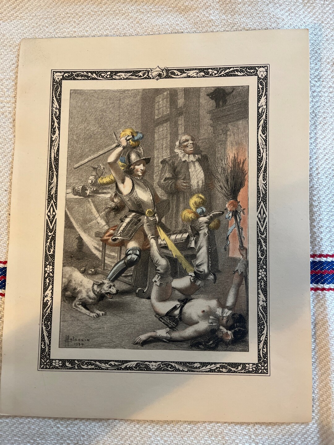 Original Antique French Signed Illustrated Composition by Edmond ...