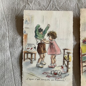 Two Adorable Vintage French Postcards - Etsy UK