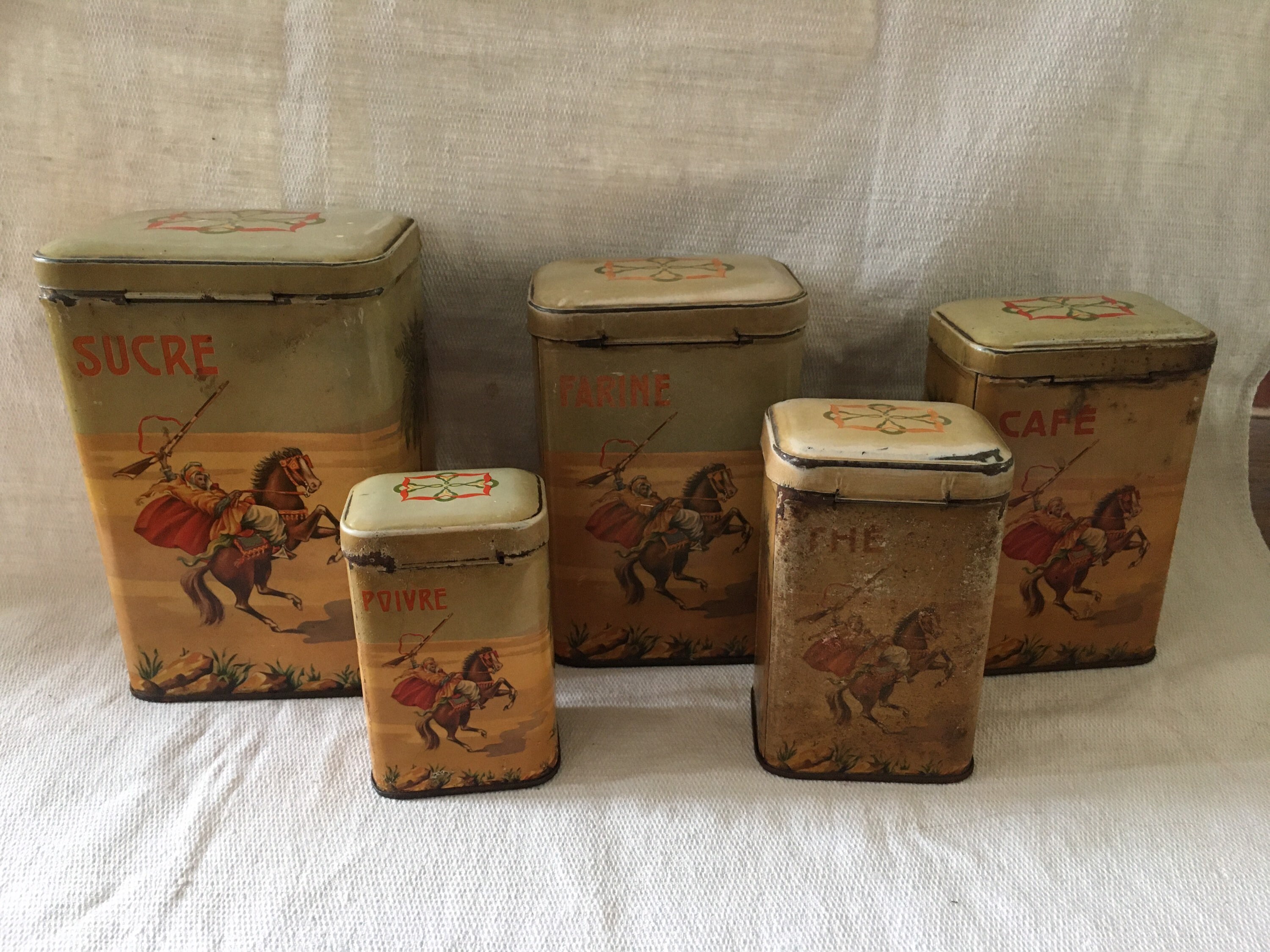 Vintage French Set of Five Hinged Kitchen Storage Tins / - Etsy