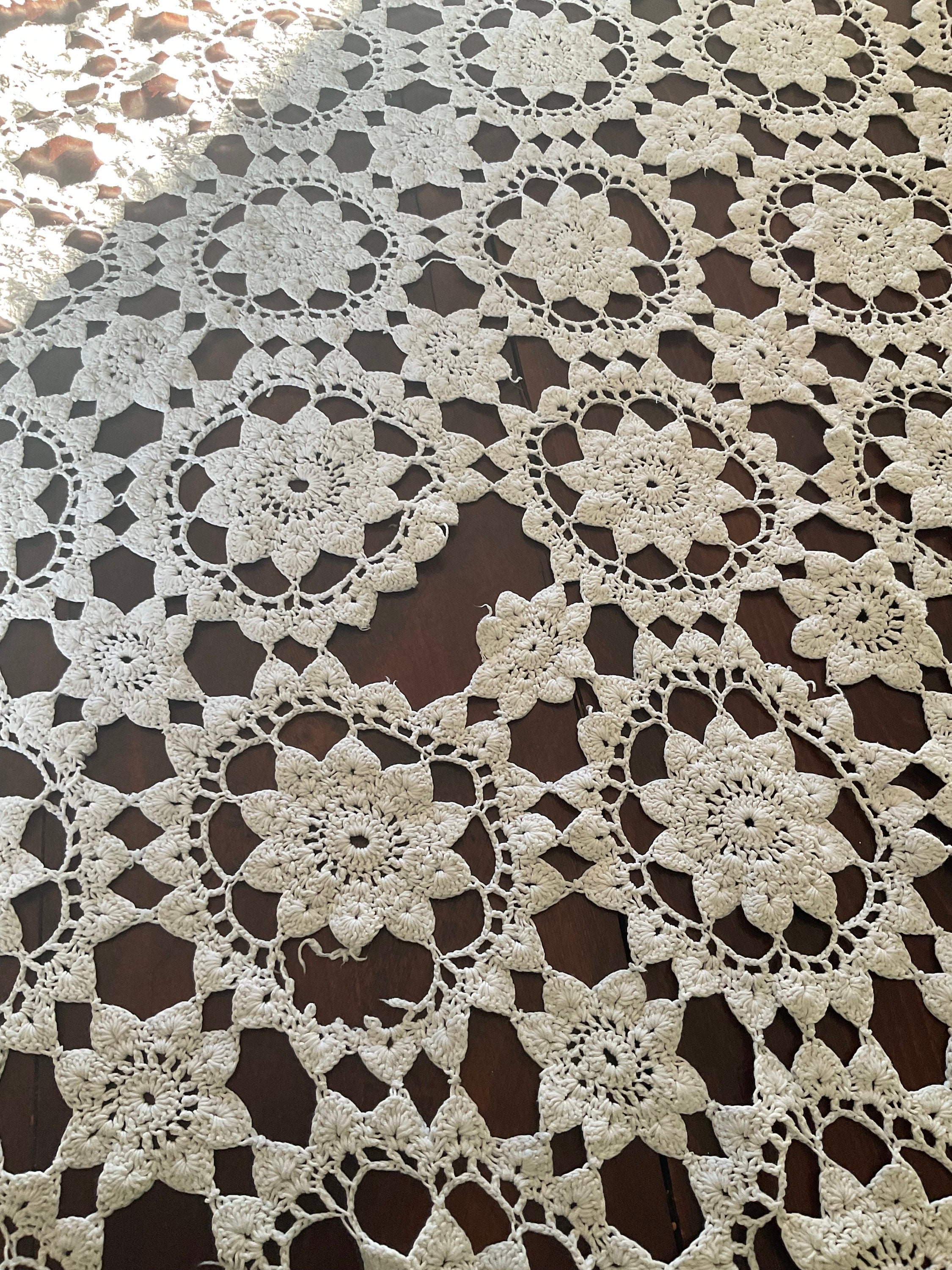 Vintage French Large Hand Worked Crochet Cotton Throw/ - Etsy