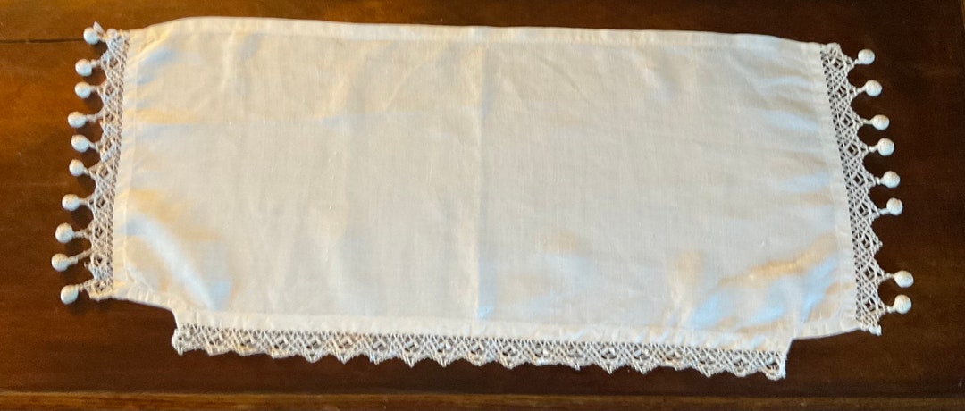 Vintage French Linen Mantle Cover/shelf Runner With Pompoms - Etsy