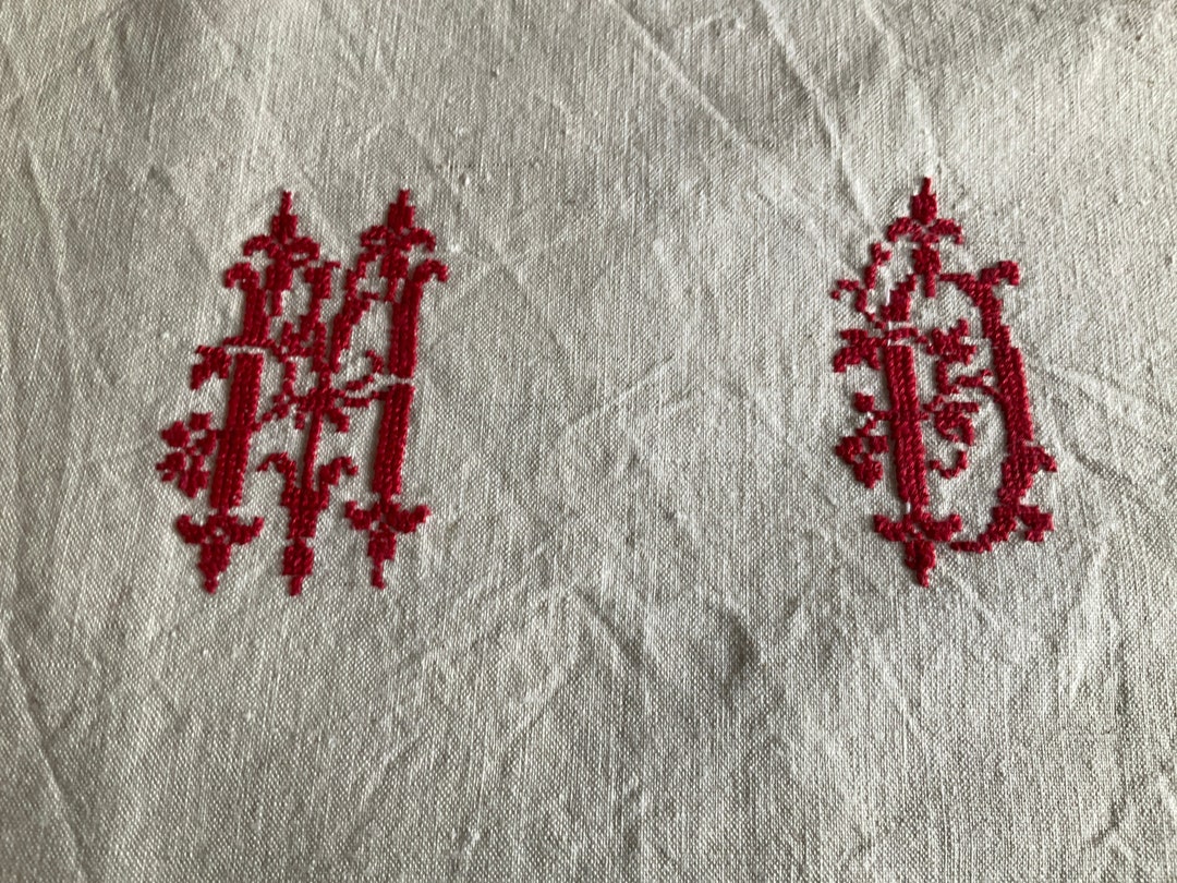 Antique French Large Monogrammed Linen Dowry Sheet - Etsy