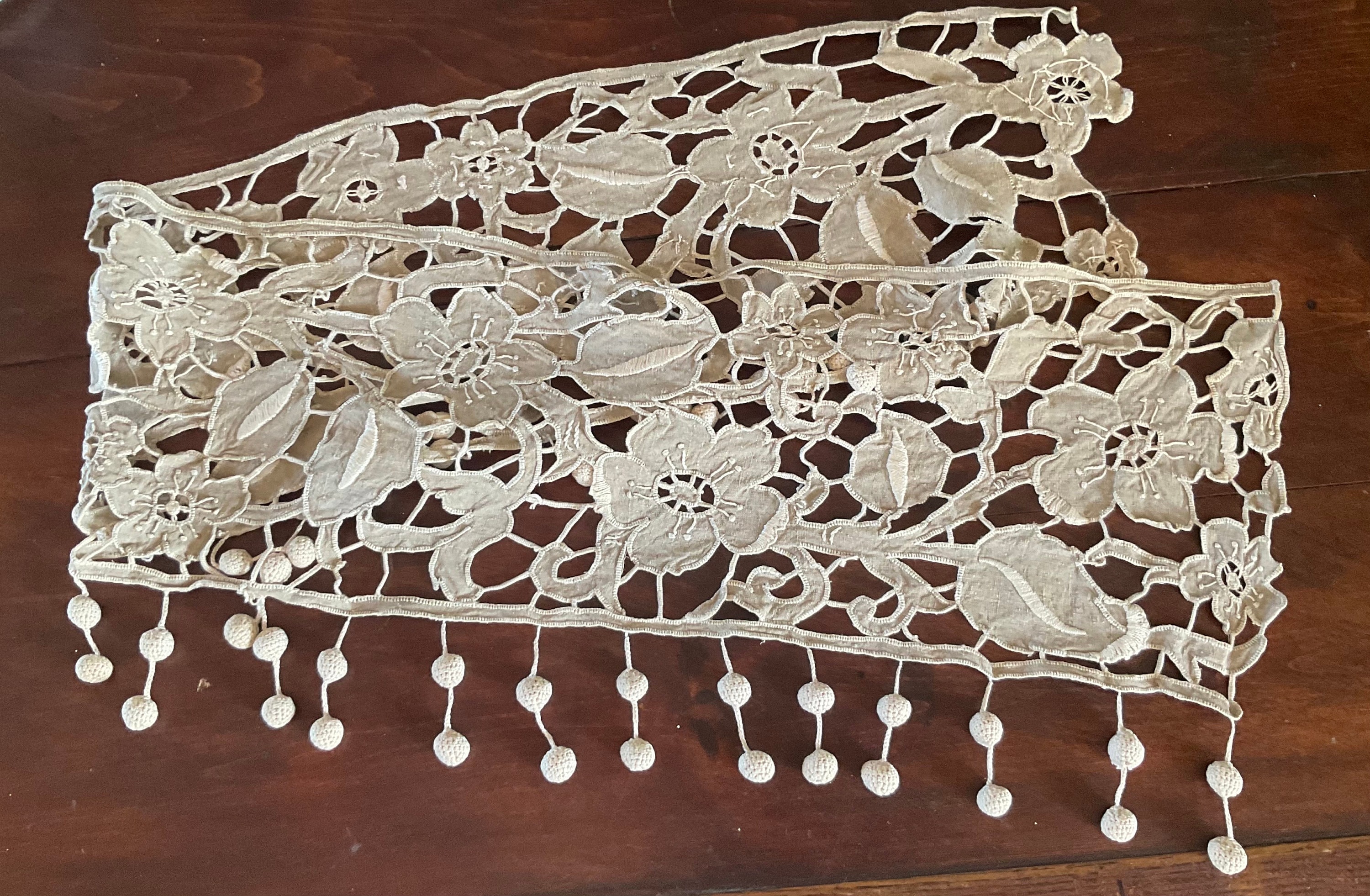 Vintage French Linen Embroidered Curtain With Pompom Tassels - Etsy
