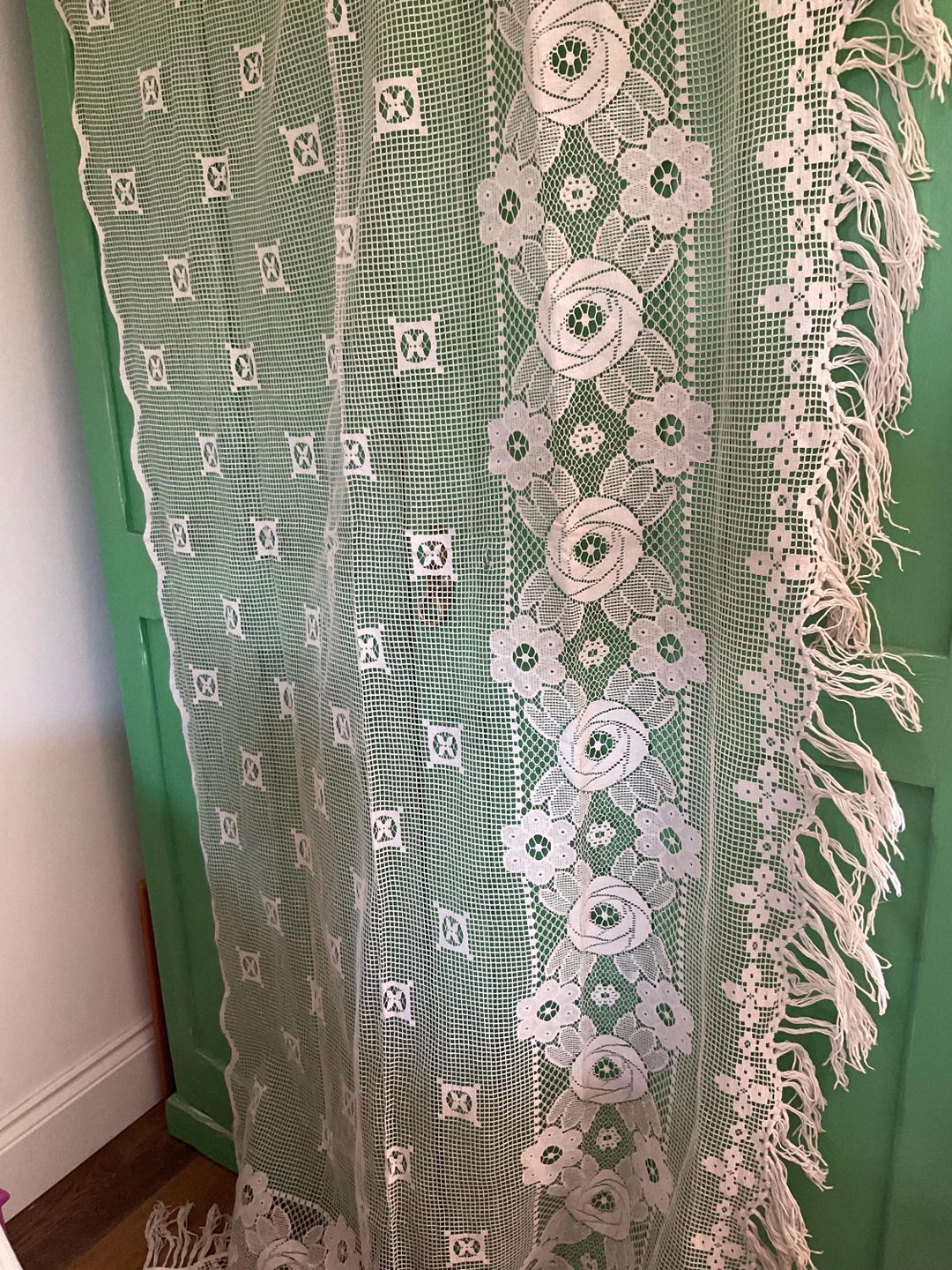 Fabulous Antique French Chateau Filet Lace Curtain - Etsy