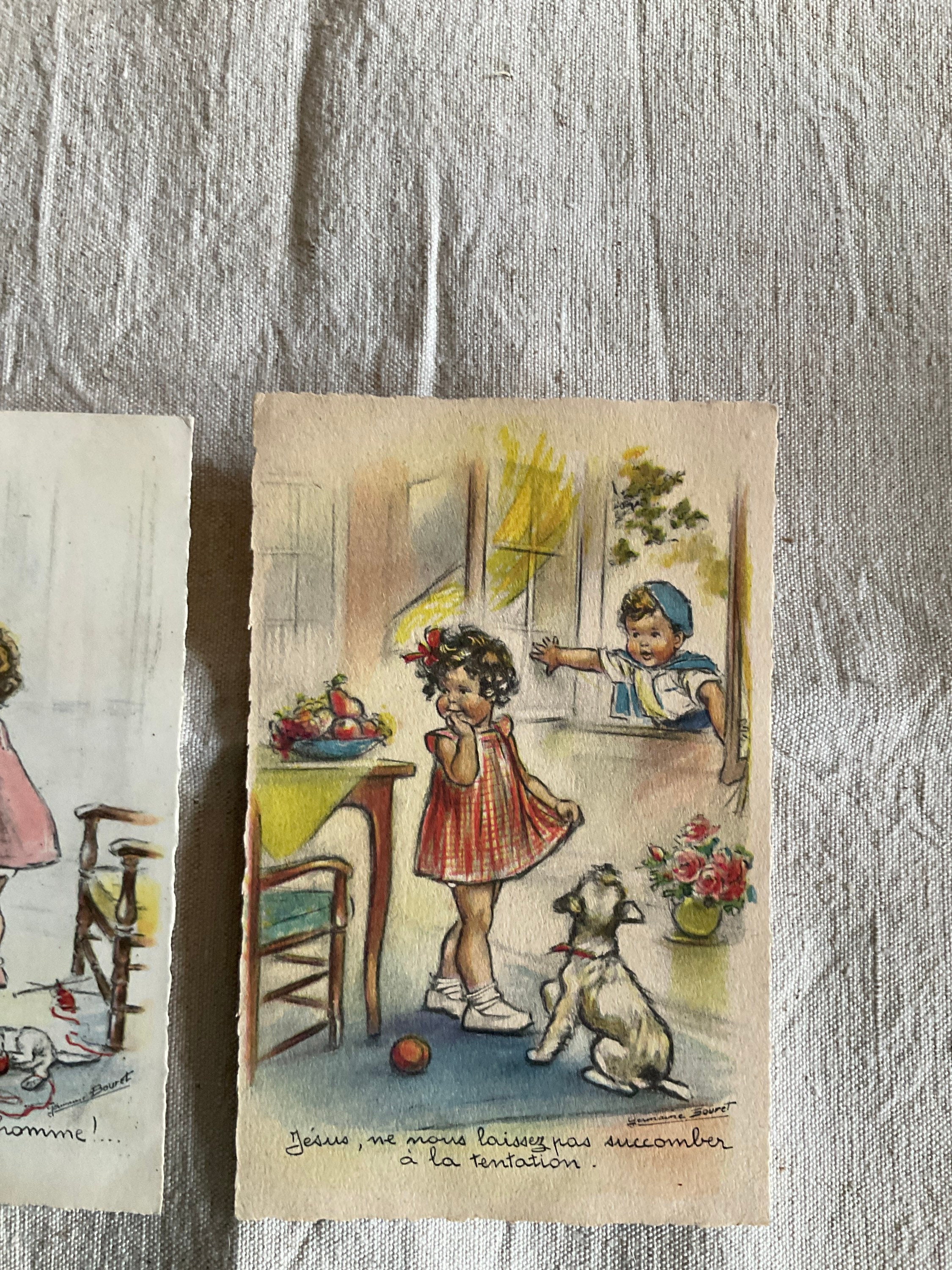 Two Adorable Vintage French Postcards - Etsy UK