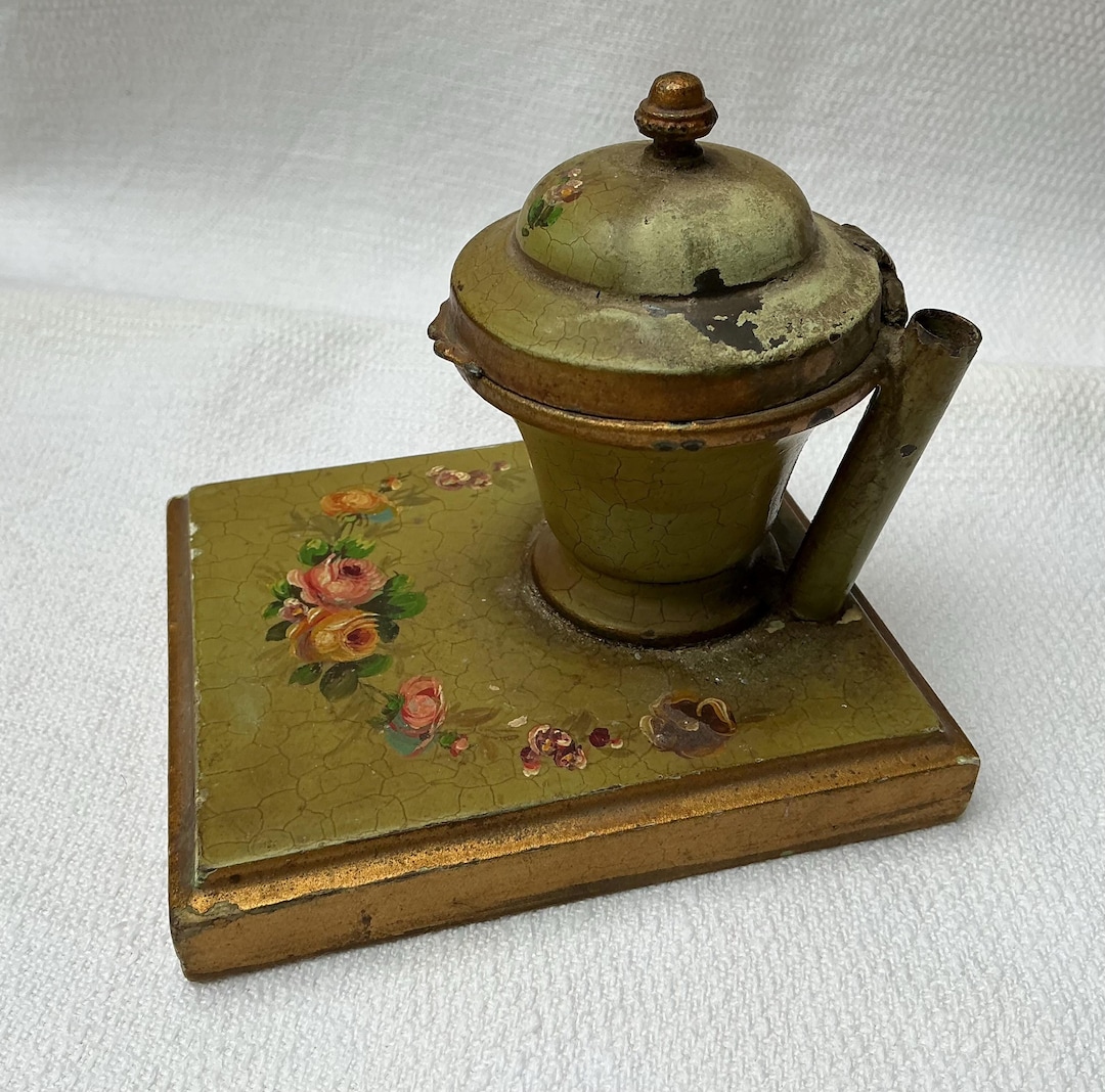 Antique French Floral Hand Painted Decorative Inkwell. - Etsy