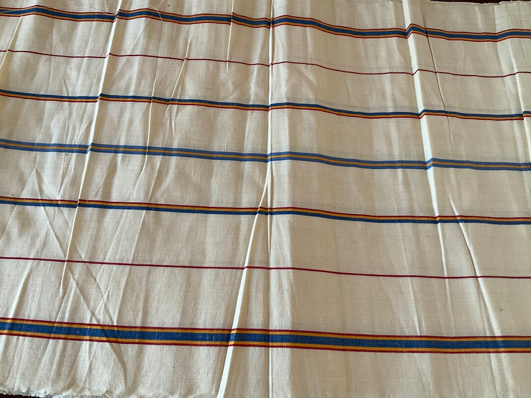 Superb Vintage French Striped ‘fil De Lin’/linen Torchon Fabric Bolt ...