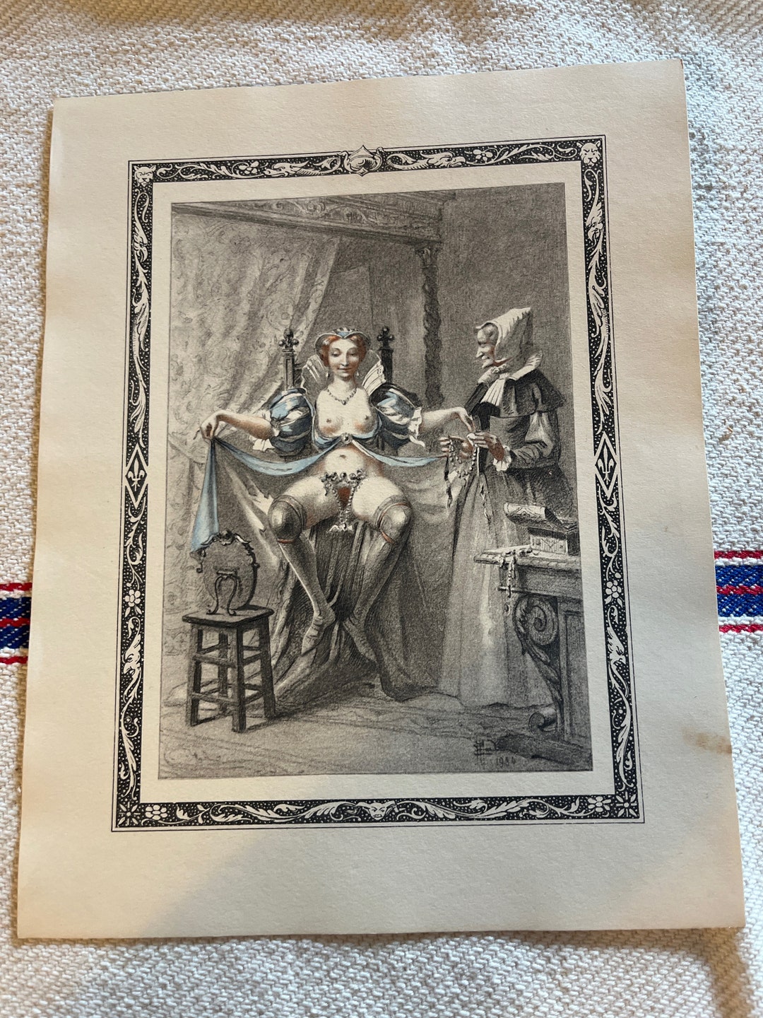 Original Antique French Signed Illustrated Composition by Edmond ...