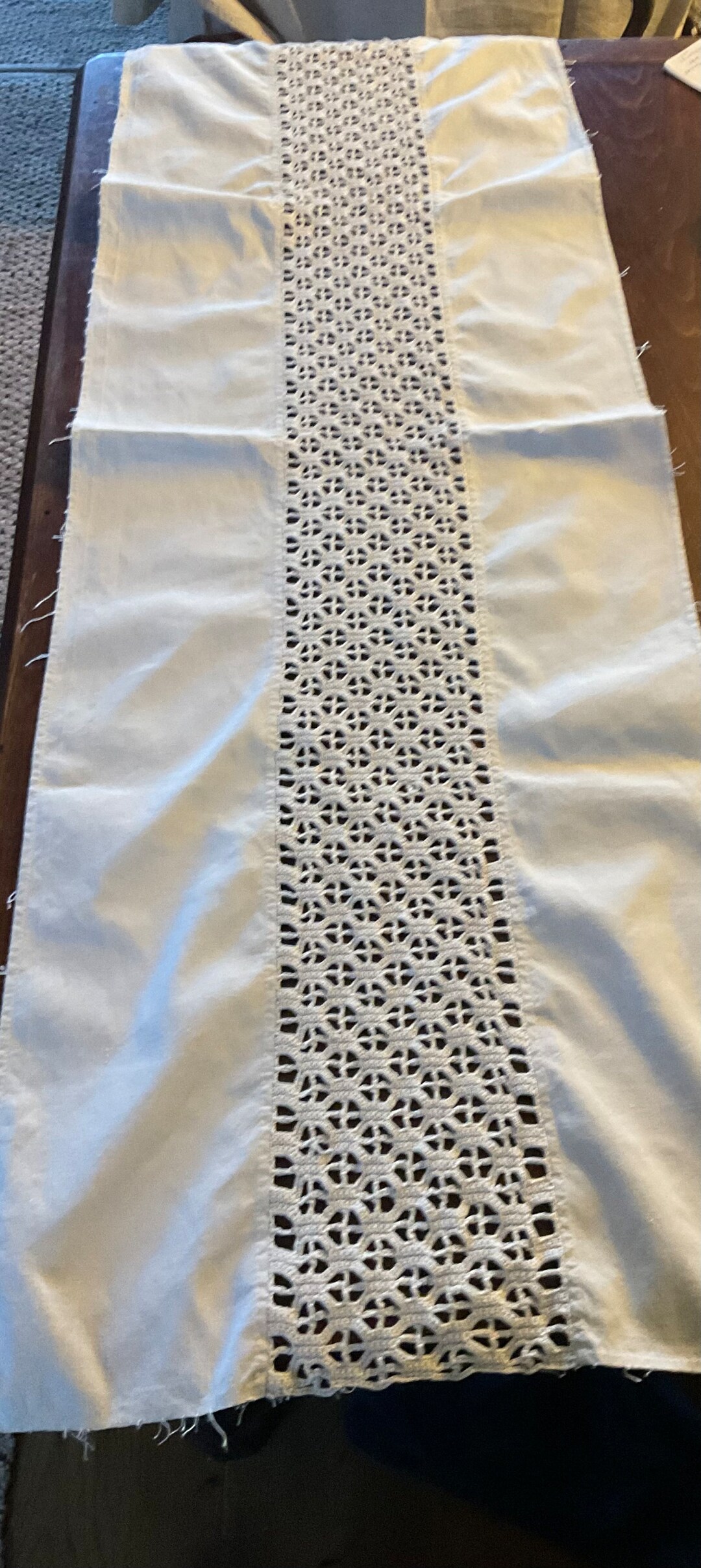 Vintage French Handmade Crochet Linen Large Panel - Etsy UK