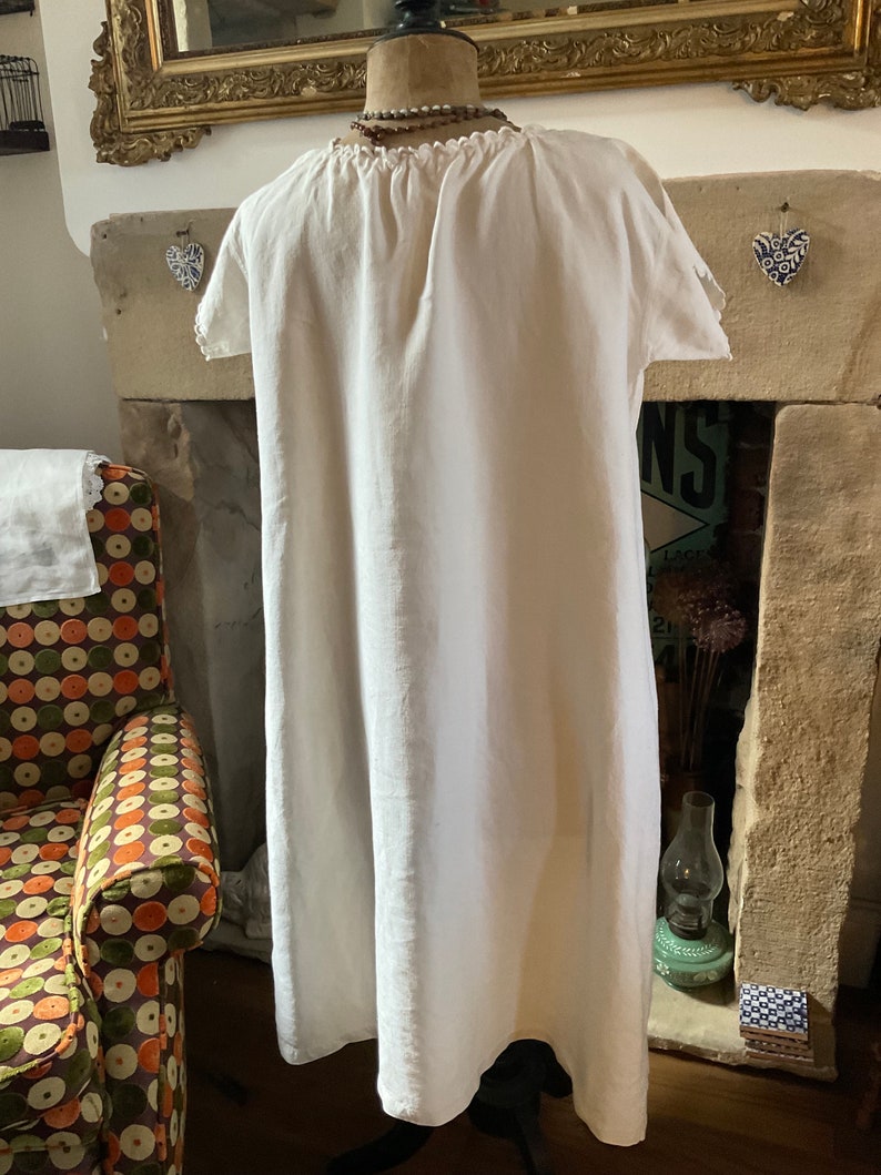 Antique French Pure Linen Chemise Nightdress With Handmade Stitching ...