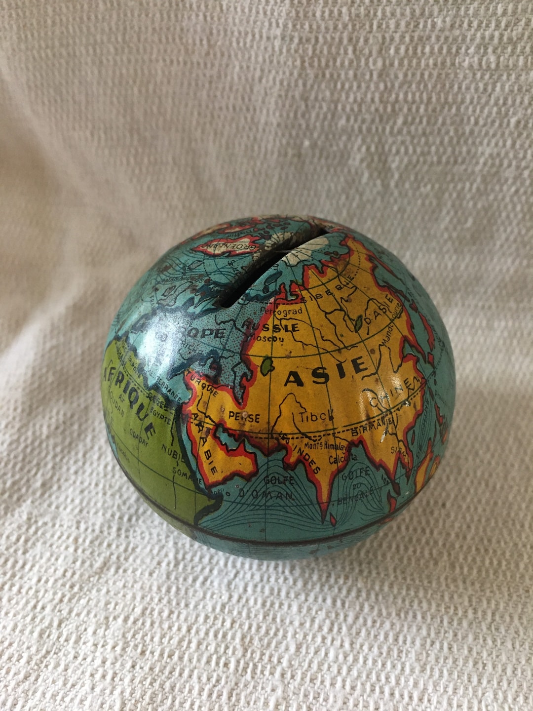 Vintage World Map Globe Coin Bank 1930s Souvenir From Alsace - Etsy