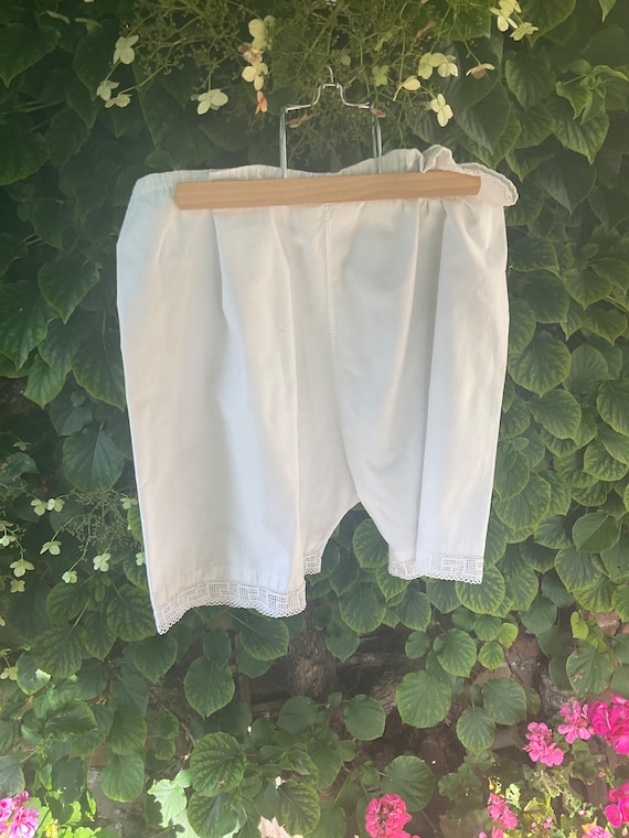 Antique french pure white cotton bloomers - Gem