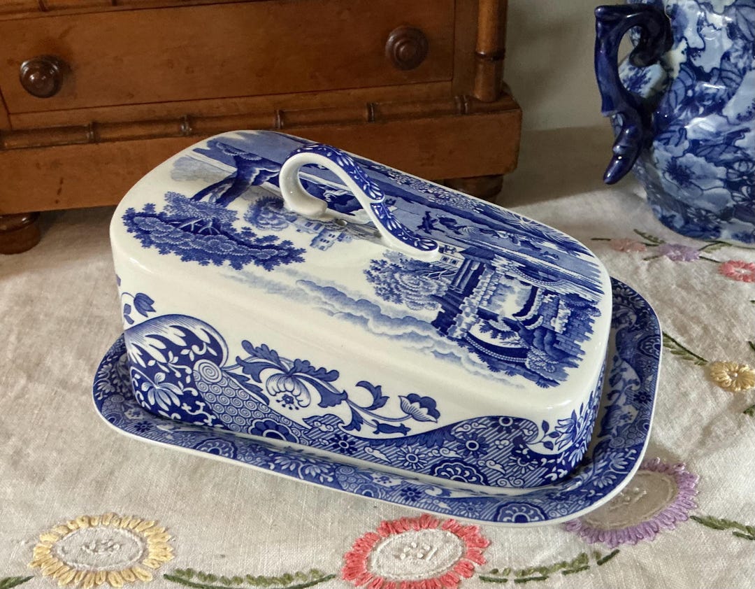Spode Blue Italian Cheese Dish With Plate. - Etsy