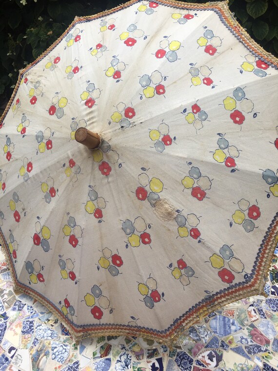 Antique French Victorian Floral Pattern and Braid Parasol / - Etsy
