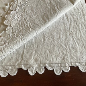 Exquisite Antique French Large Pure Linen Hand Embroidered Monogram ...