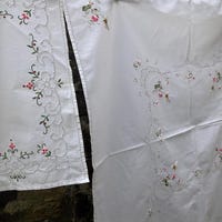LOVELY Arts and Crafts Era Embroidered Linen Tray Cloth,table ...