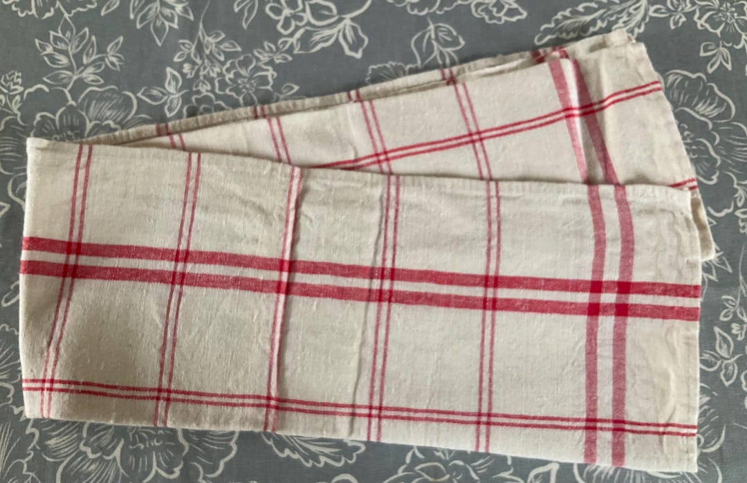 Vintage French Red & White Check Teatowel/torchon. - Etsy