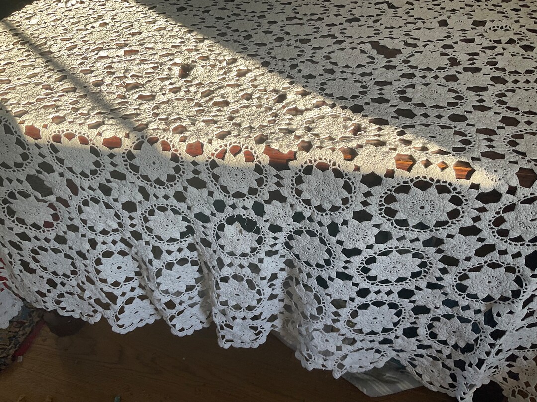 Vintage French Large Hand Worked Crochet Cotton Throw/ - Etsy