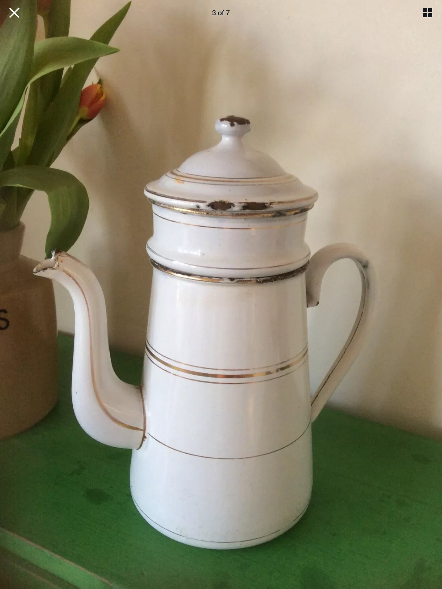 Vintage French White and Gold Cafetière Coffee Pot - Etsy