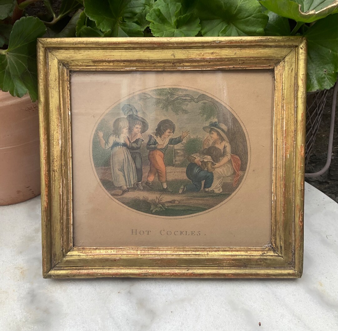 Antique French Framed Colour Engraving Print ‘hot Cockles’ 19thc - Etsy