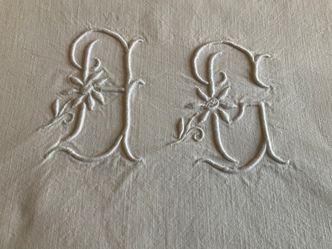 Vintage French Linen Large Monogrammed Dowry Sheet - Etsy