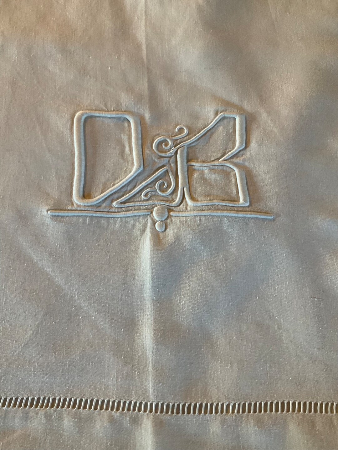 Superb Antique French Monogrammed Hand Embroidered Metis Linen Dowry ...