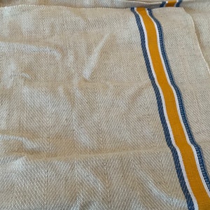 Superb Vintage French Striped Chevron Medium Weight Linen Torchon ...