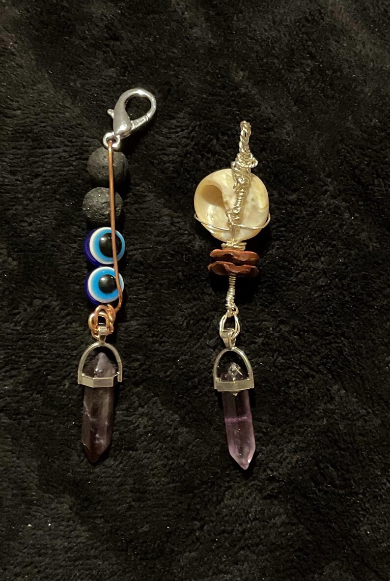 Pendant / Charm Pack: Evil Eye Lava Rock Amethyst Charm and Shell ...