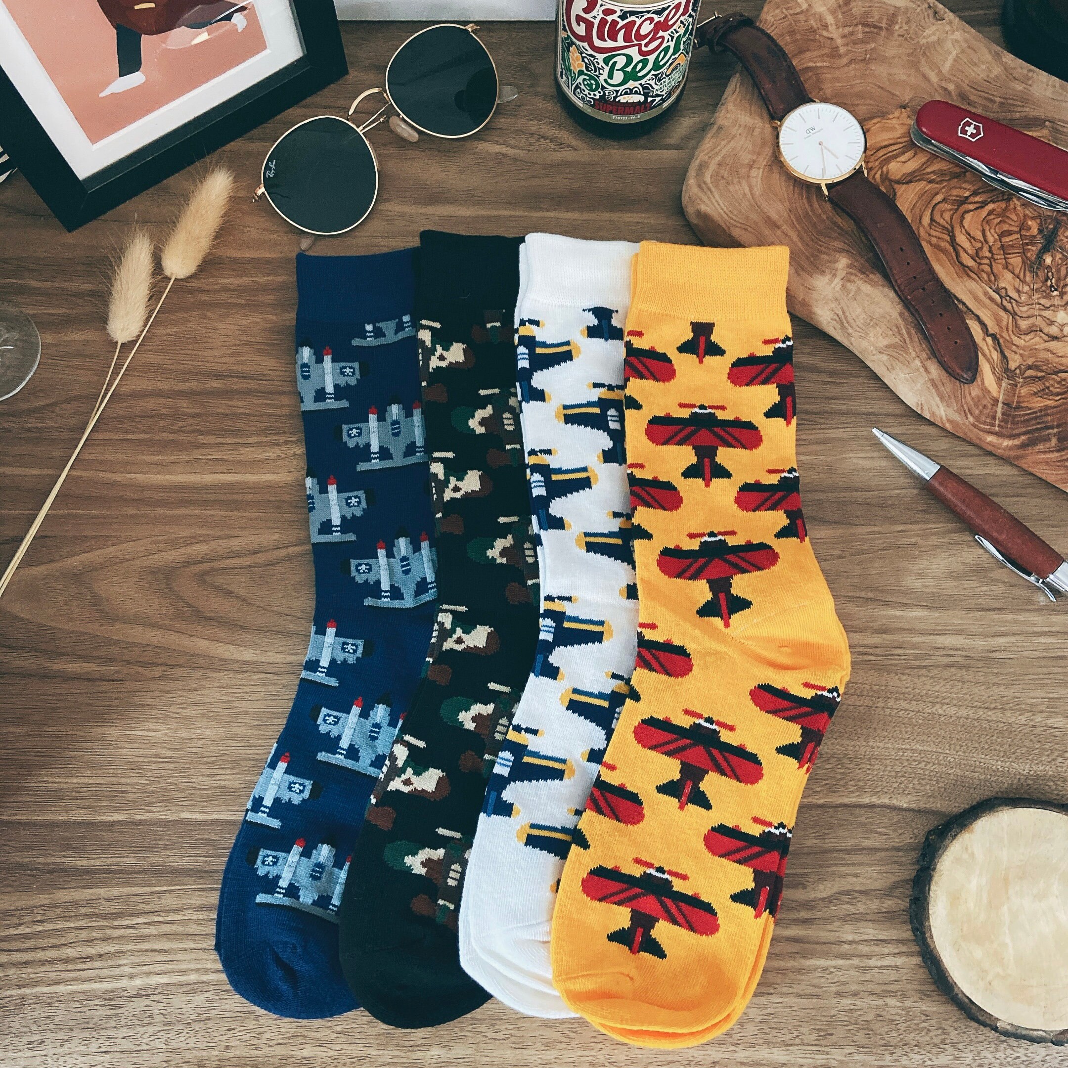 Airplane Socks Pilot Captain Plane Lover Groomsmen Socks Mens | Etsy UK