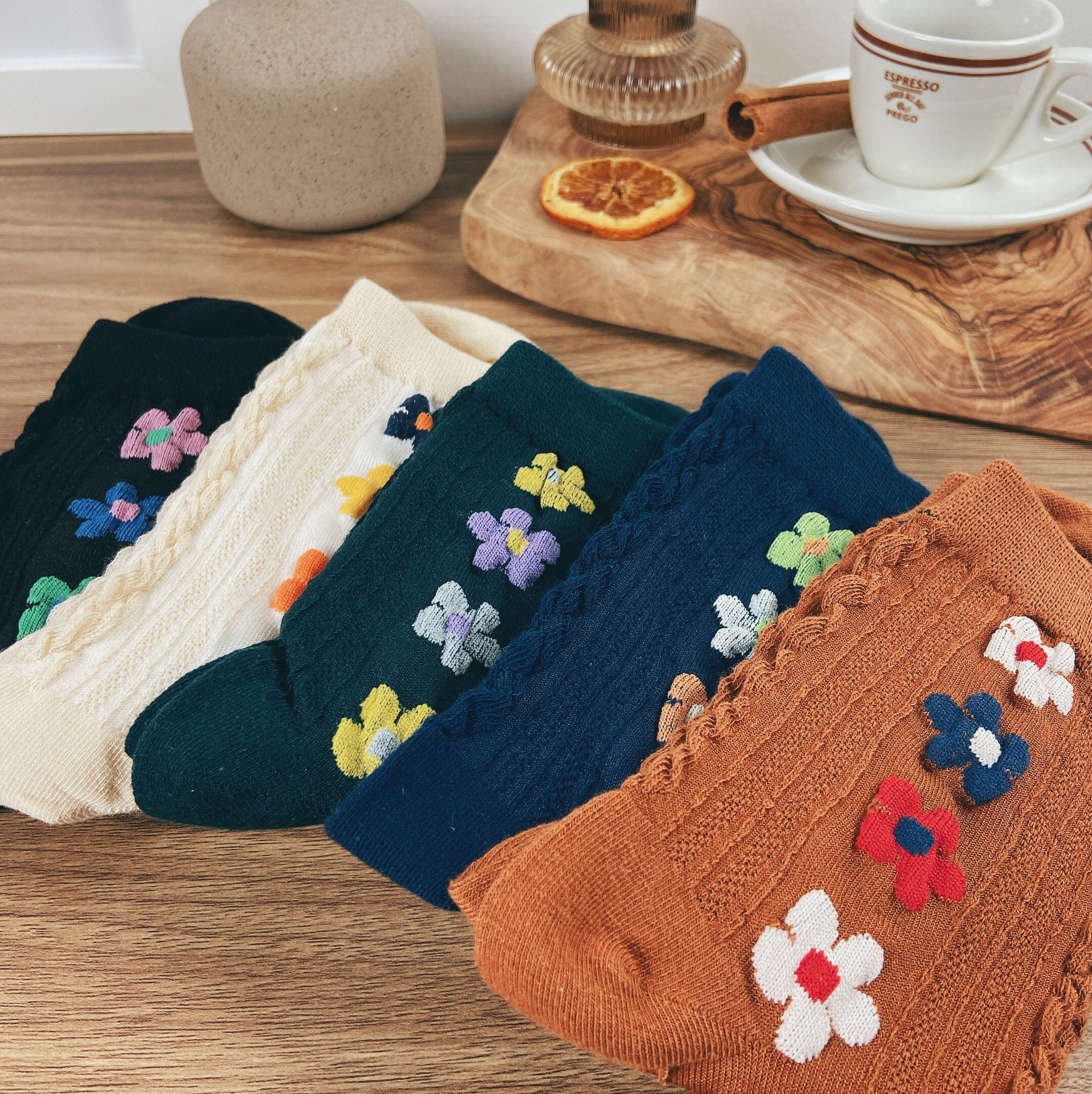 Flower Pattern Women Socks Daisy Cotton Socks Boots Socks - Etsy UK