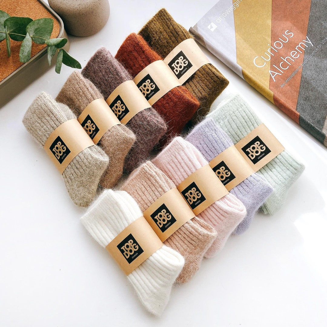 Angora Wool Socks: Fuzzy Knit Socks, Christmas Stocking Filler - Etsy