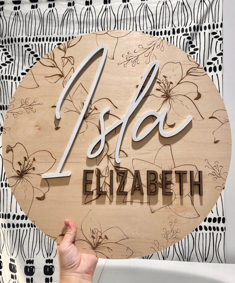 Baby Girl Nursery Sign // Nursery Sign // Floral Name Sign // Baby Name ...