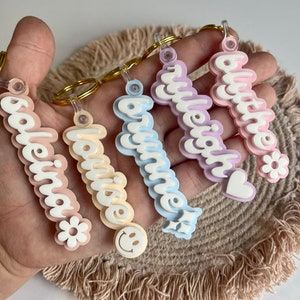Groovy Girl Keychain | Retro Girl Bag Tags | Acrylic Name Keychains ...